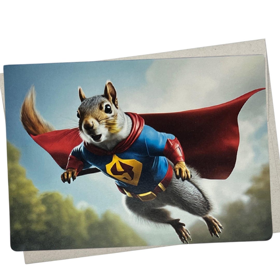 Flying Squirrel Birthday Card (7X5 Inch and Blank Inside for All ...