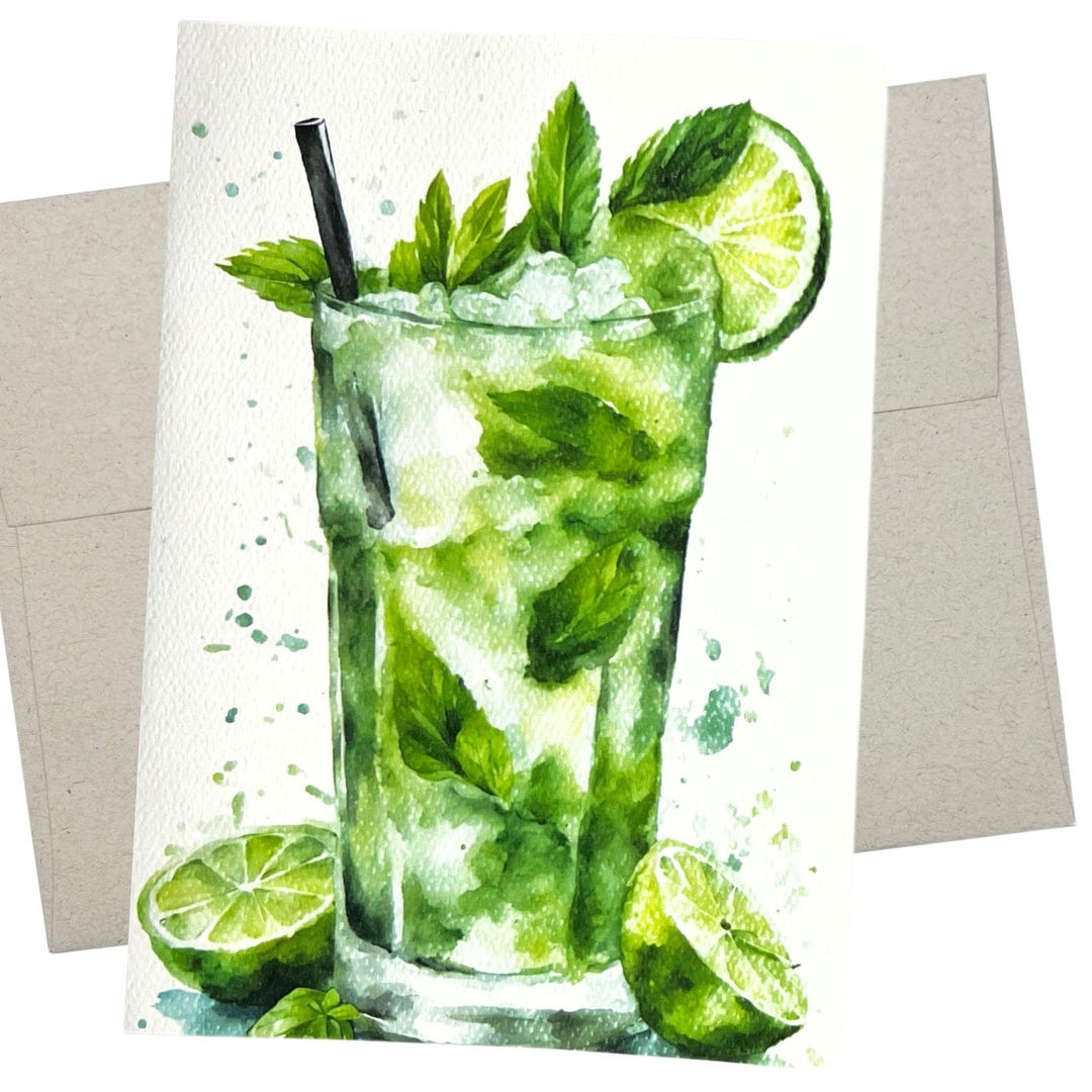 Mojito Birthday Card (1 Premium Card, 5X7 Inch) Cocktail Card Blank ...