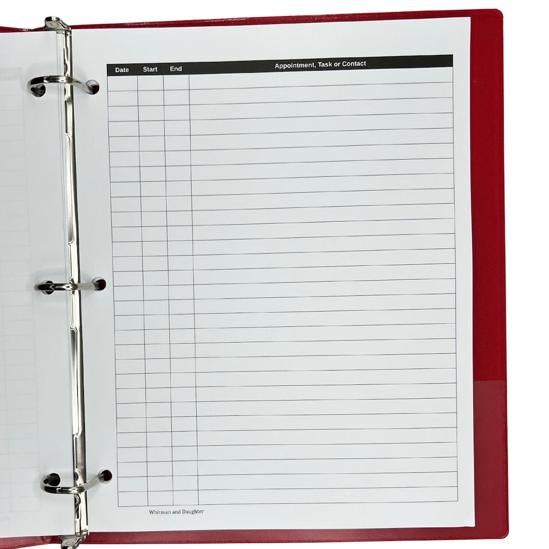 Activity Log Binder Inserts (50 Sheets, 8.5 X 11 Inches) 3-hole Planner ...