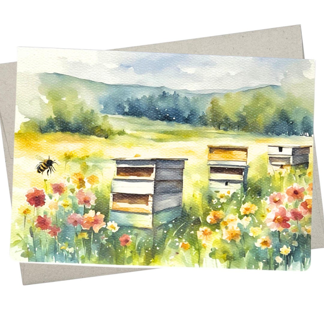 Honey Bee Birthday Card, Beekeeper Card (1 Card, 5X7 Inch) Bees Note ...