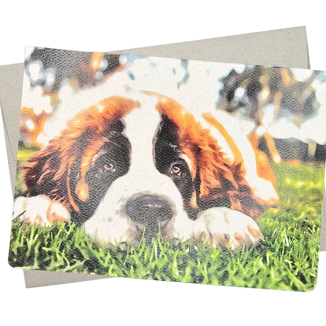 St. Bernard Greeting Card – Blank Notecard, Dog Birthday - Etsy