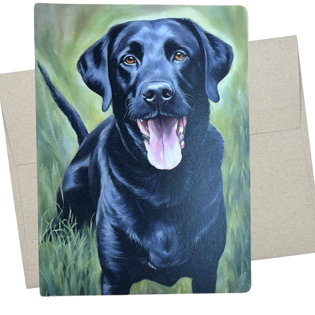 Black Labrador Retriever Card, Black Lab Card (1 Premium Card, 5X7 Inch ...