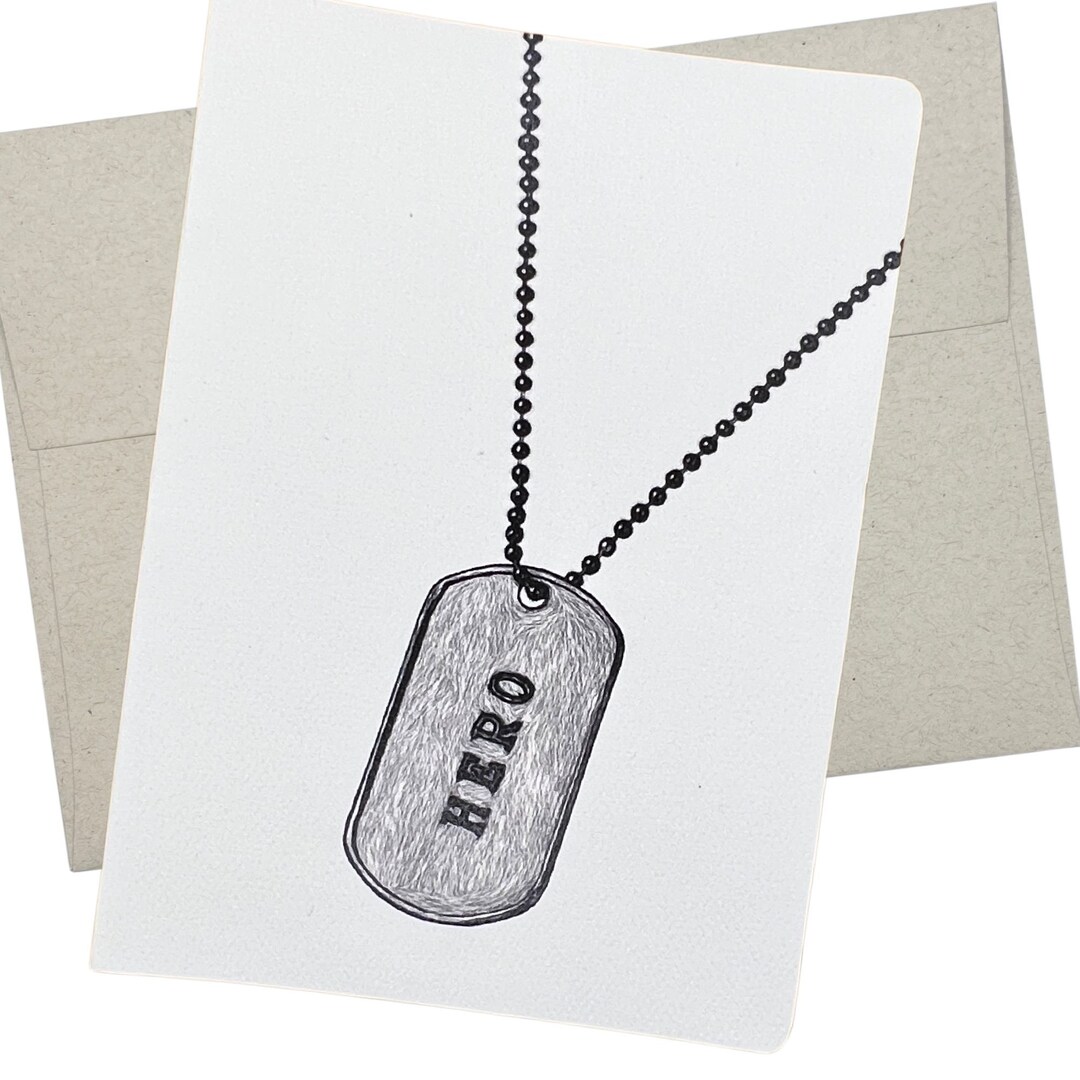 Dog Tag Hero Card (7X5 Inches and Blank Inside) Police Firefighter and ...
