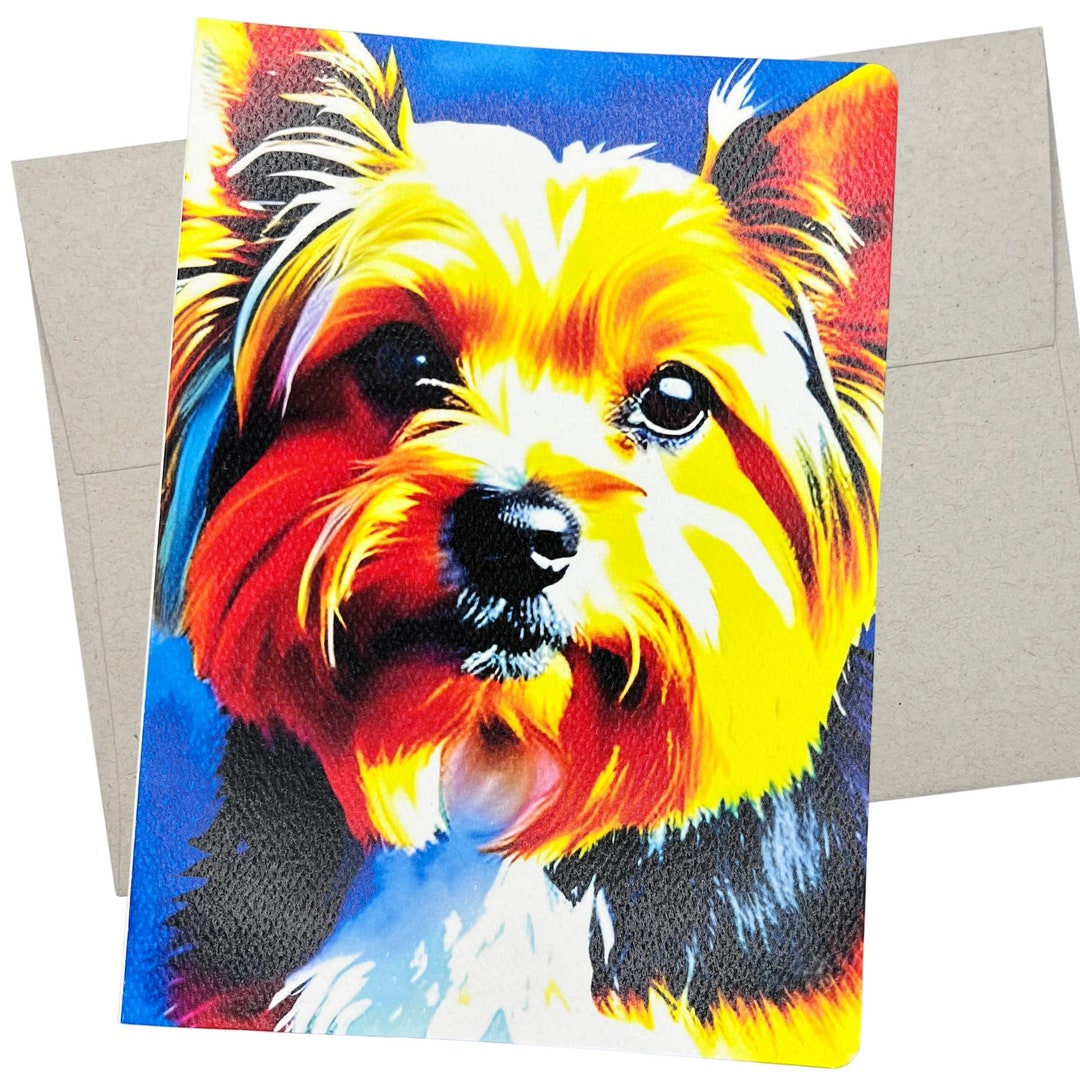 Yorkie Card (7X5 Inches and Blank Inside) Yorkshire Terrier Birthday ...