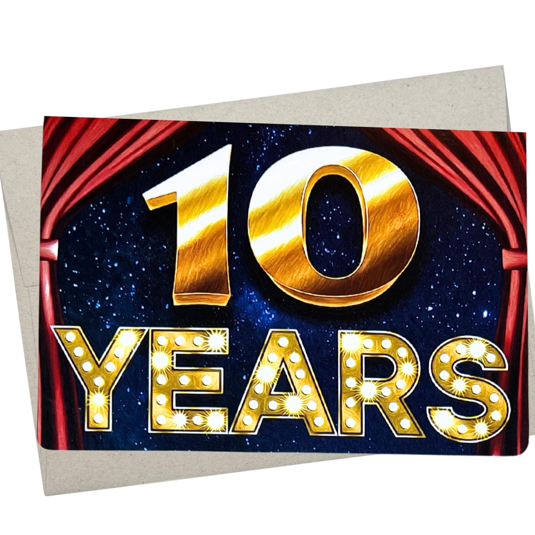 10 Year Work Anniversary Card (1 Premium Card, 7X5 Inch, Blank Inside ...