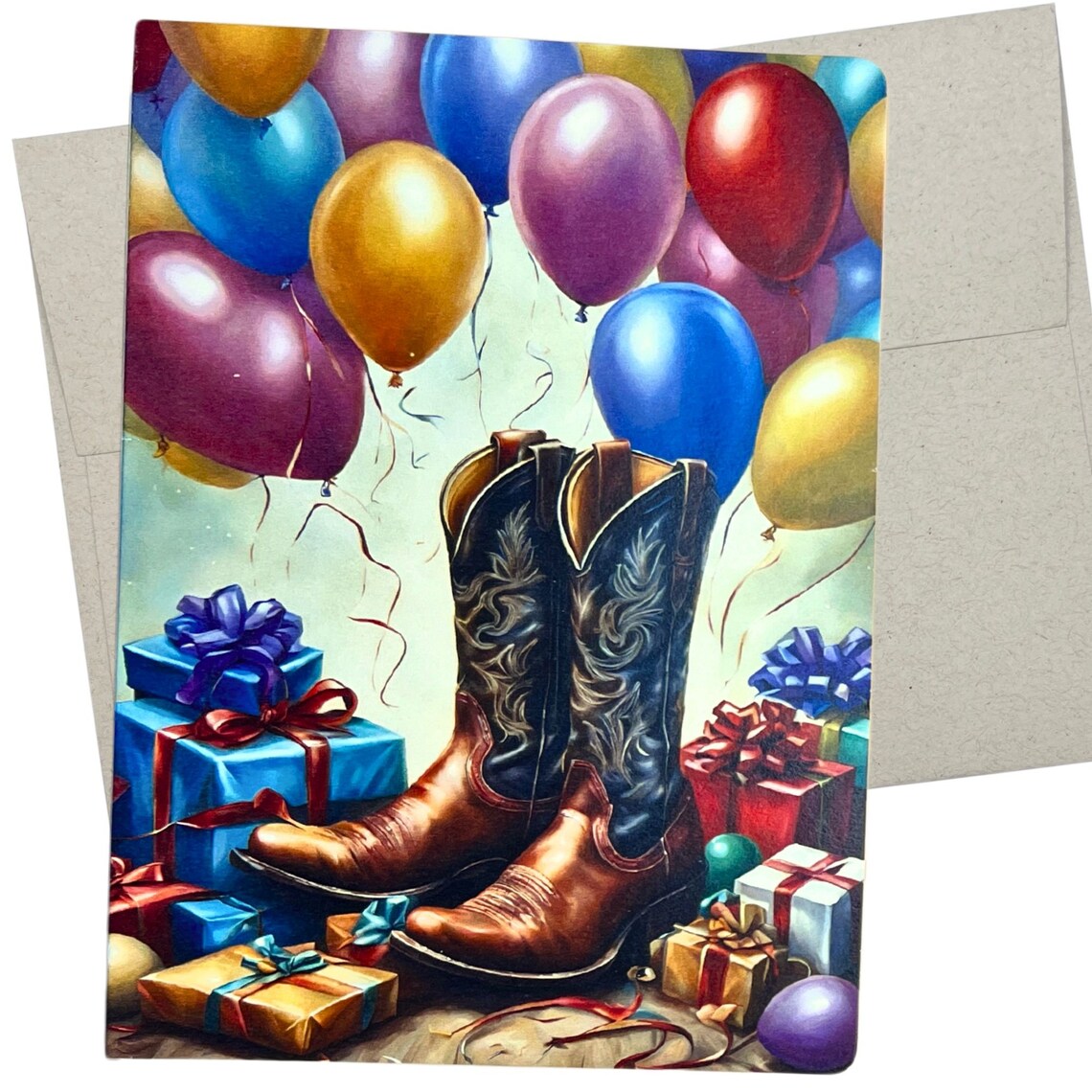 Cowboy Western Birthday Card 1 Premium Card, 5X7 Inch Cowgirl Boots ...