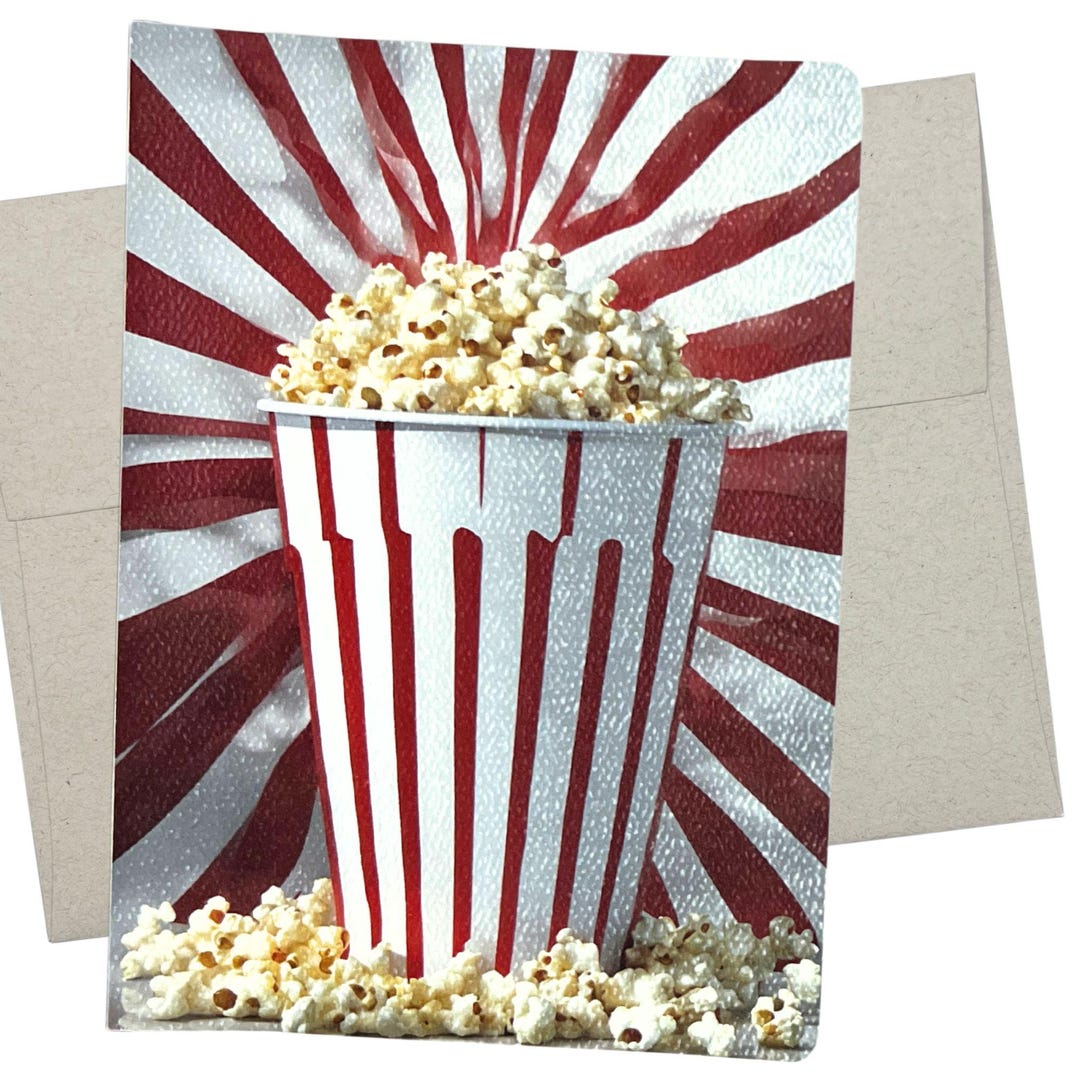 Movie Popcorn Birthday Card (1 Premium Card, 5X7 Inch) Blank Inside for ...