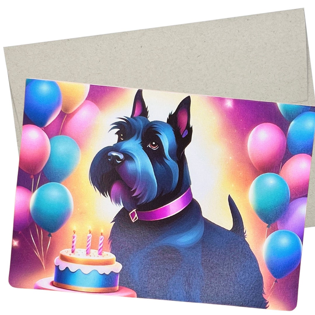 Scottie Birthday Card, Happy Birthday Dog Card (1 Premium Quality ...