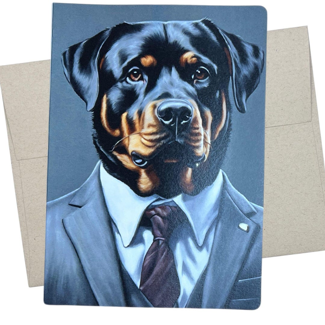 Rottweiler in Suit Card, Rottweiler Birthday Card (1 Premium Card, 5X7 ...