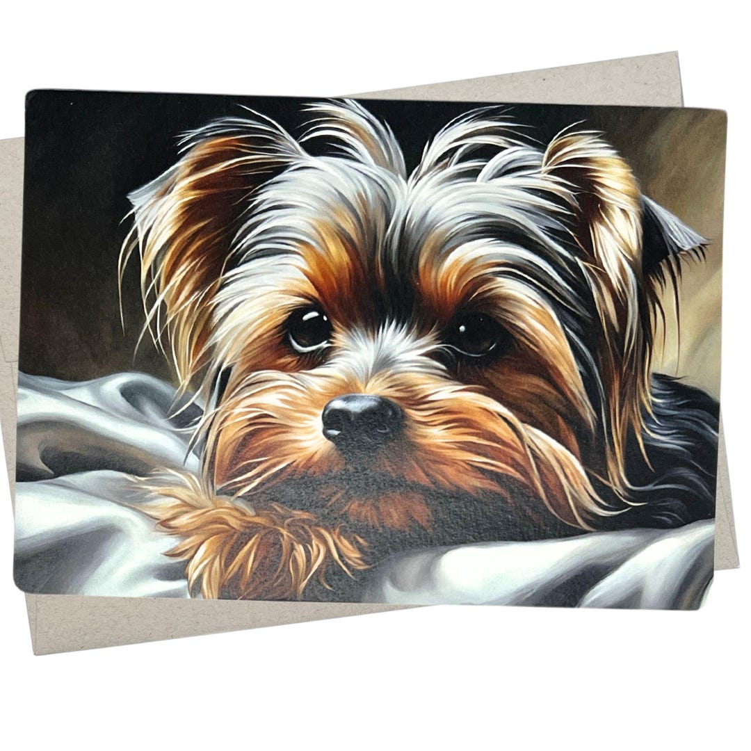 Yorkshire Terrier Card, Yorkie Birthday Card (1 Card, 5X7 Inch) Dog ...