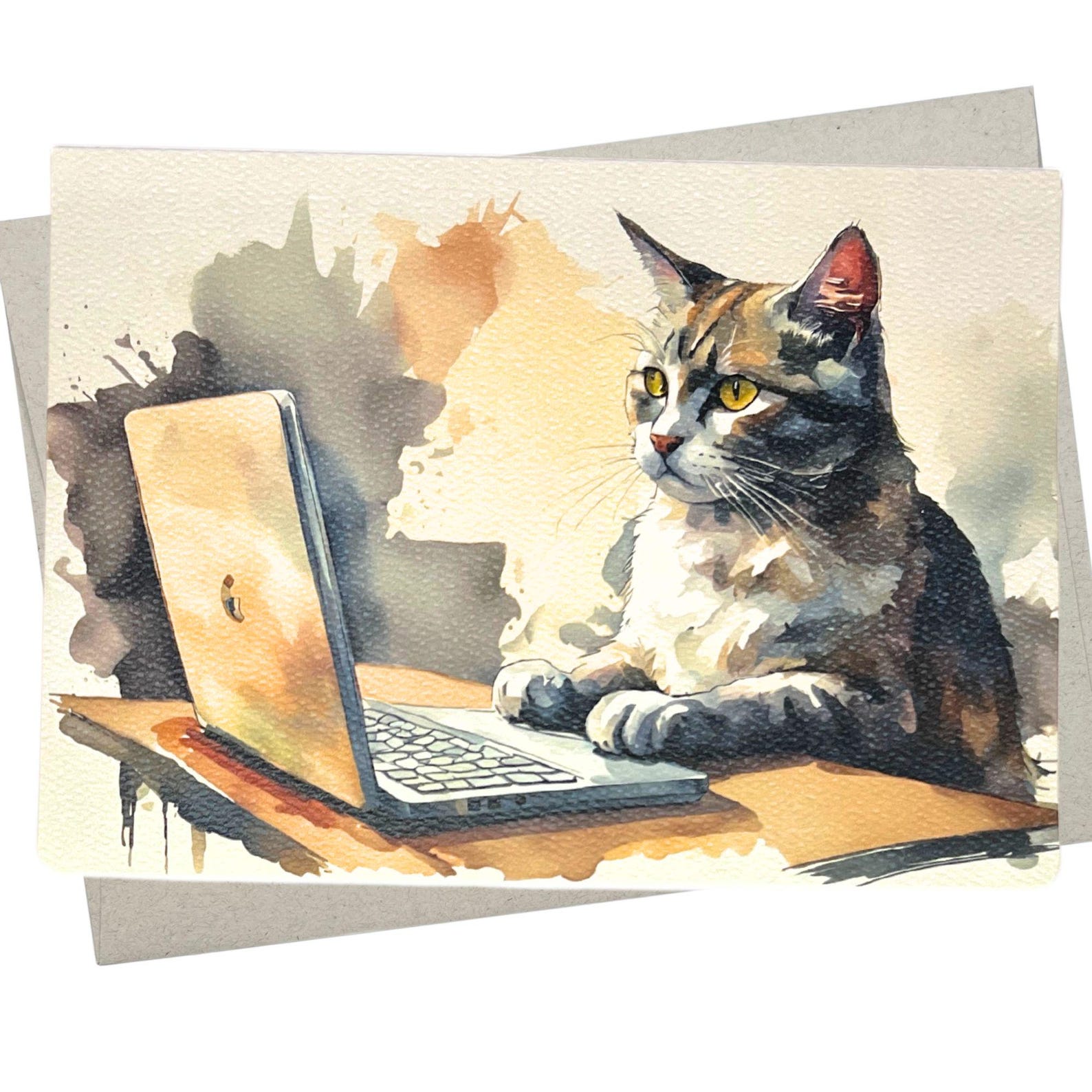 Cat Retirement Card, Cat Office Birthday Card (1 Card, 5X7 Inch) Blank ...