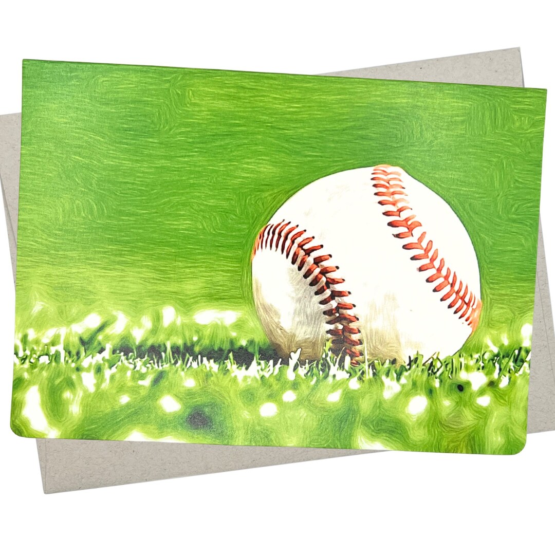 Baseball Greeting Card (1 Premium Card, 5X7 Inch) Blank Inside for All ...