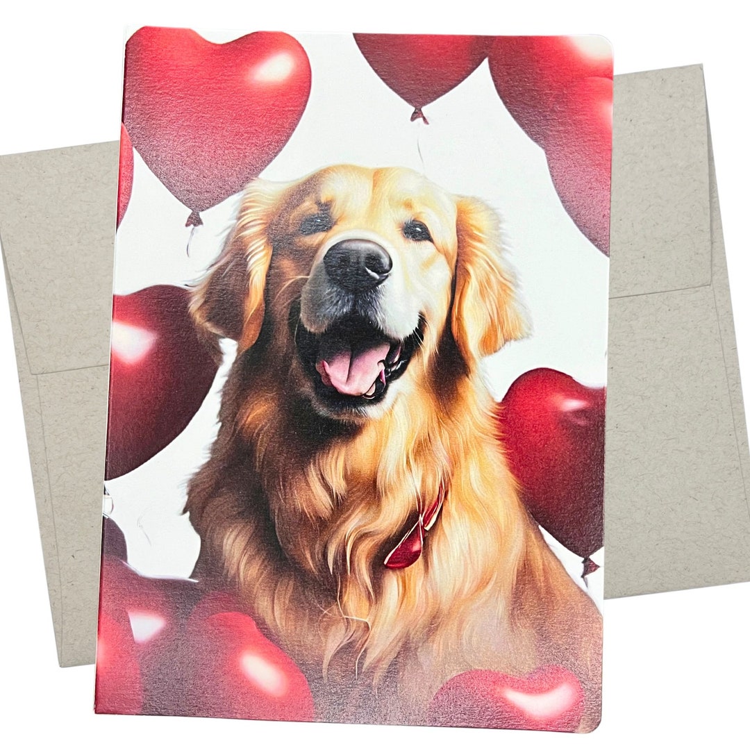 Golden Retriever Birthday Card, Dog Anniversary Card (1 Premium Card ...