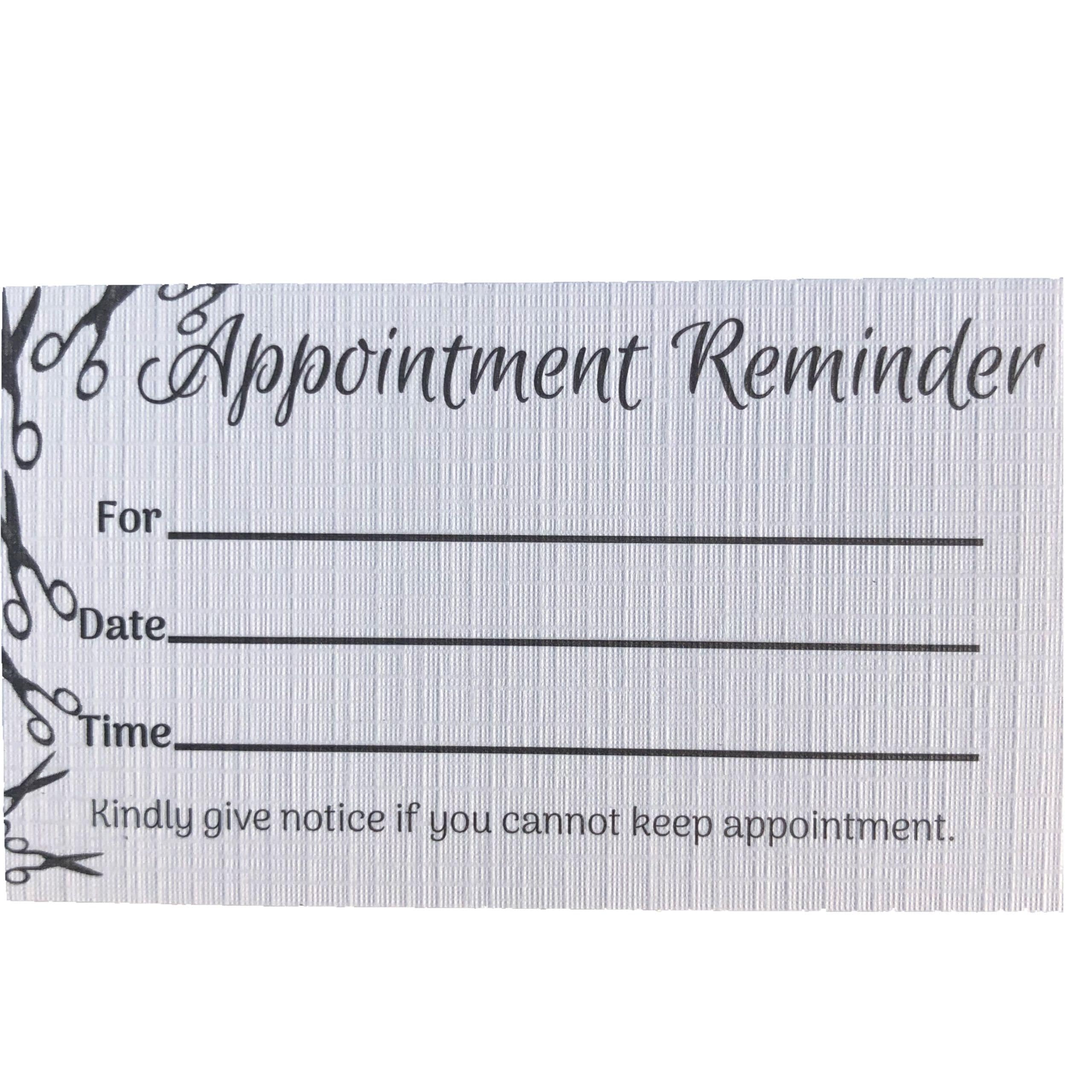 Scissors Appointment Reminder Cards (3.5" X 2", 100 Pack) Stylist ...