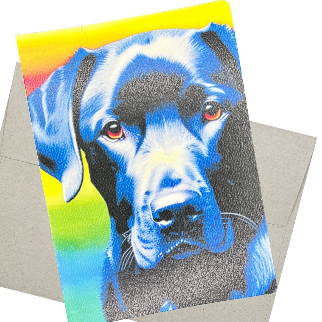 Artistic Black Lab Greeting Card With Envelope (5X7 Inches and Blank ...
