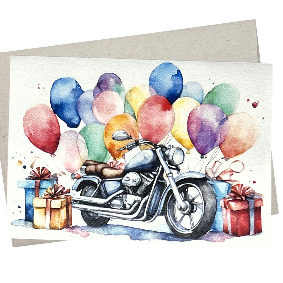 Motorcycle Birthday Card (1 Premium Card, 5X7 Inch) Also for Motorcycle ...