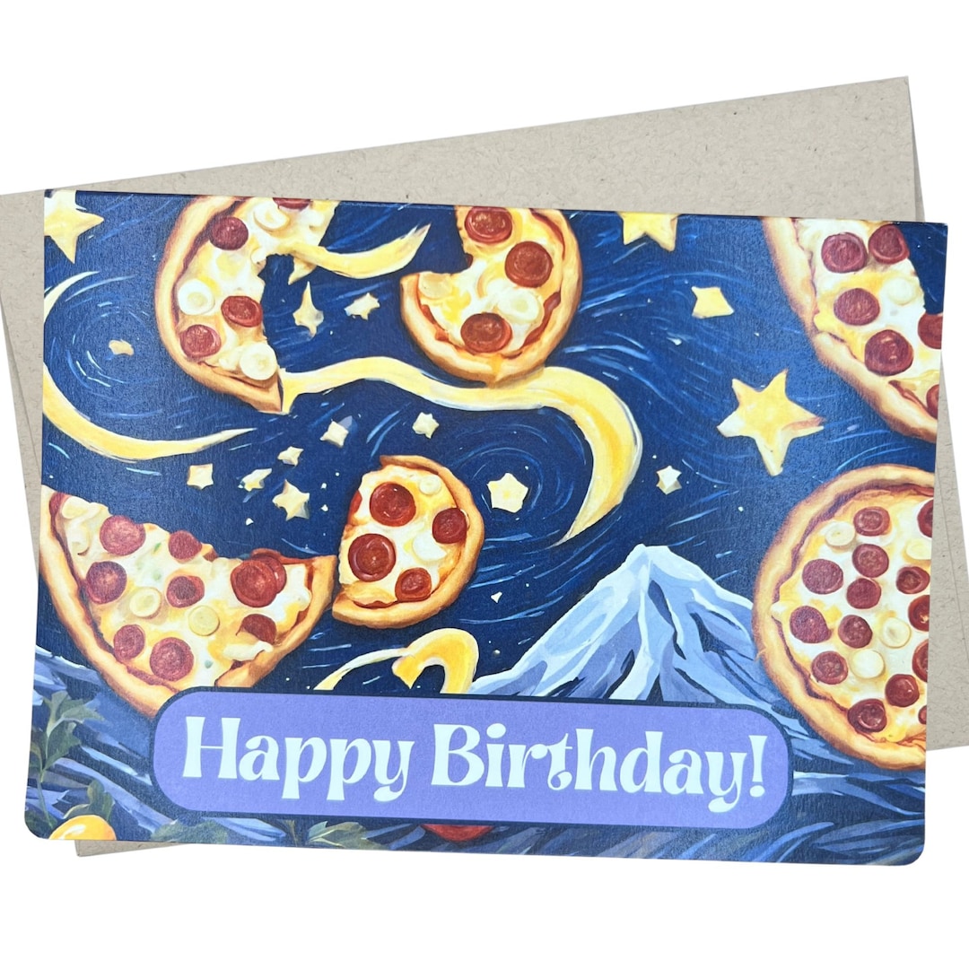 Pizza Birthday Card, Happy Birthday Card With Melting Pizzas (1 Premium ...