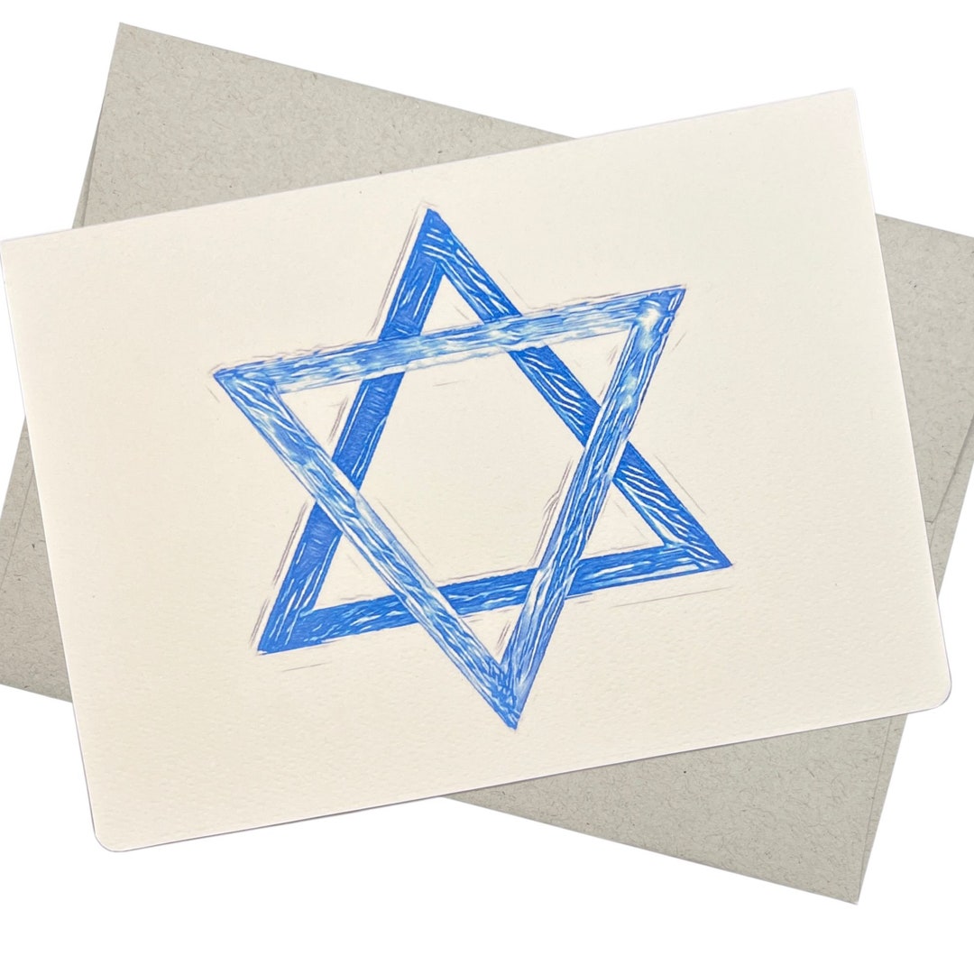 Star of David Greeting Card With Envelope (5X7 Inch and Blank Inside ...