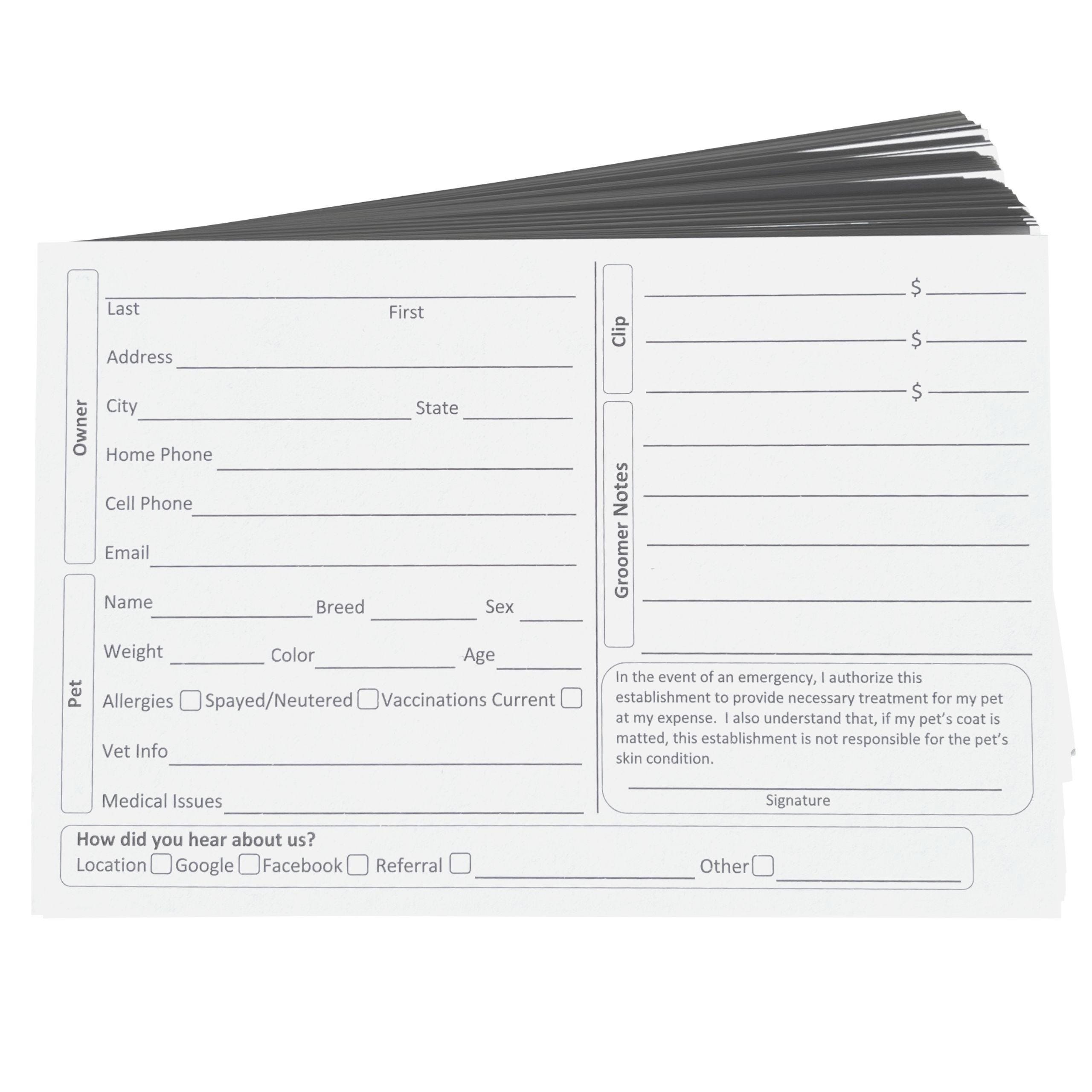 6 Inch White Dog Grooming Customer Cards (100 Pack, 4" X 6") for Pet ...