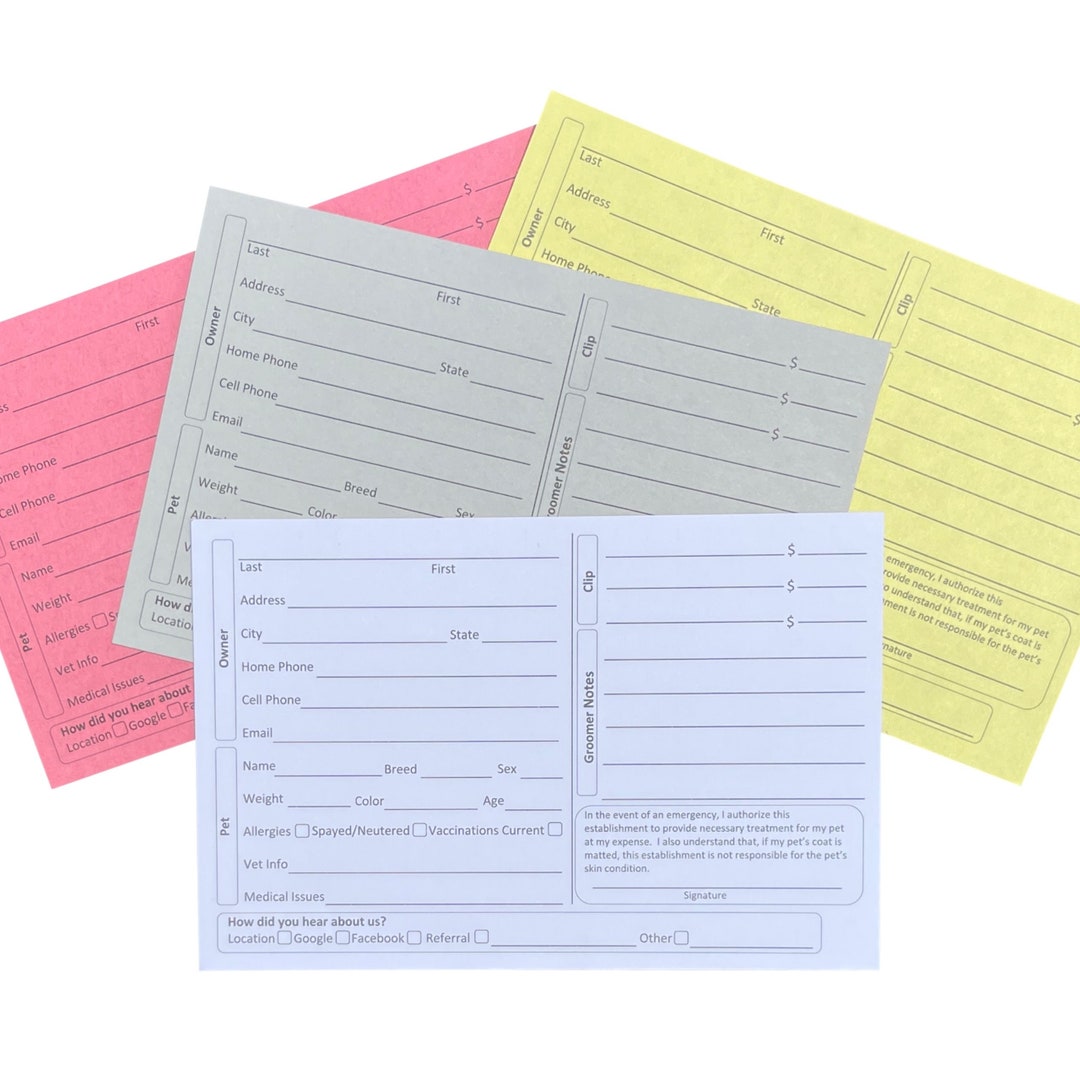 Dog Grooming Customer Cards, Pet Profile Records (100 Pack) - Etsy