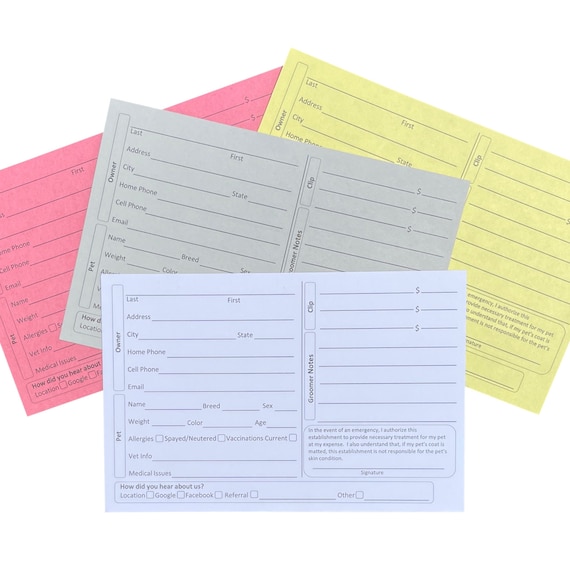 6 Inch Dog Grooming Customer Cards 100 Pack 4 X | Etsy