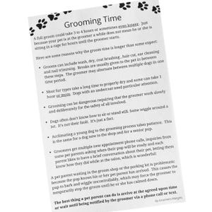 Grooming Time Pad (100 Sheets, 5.5" X 8.5") Describes Why a Dog Groom ...