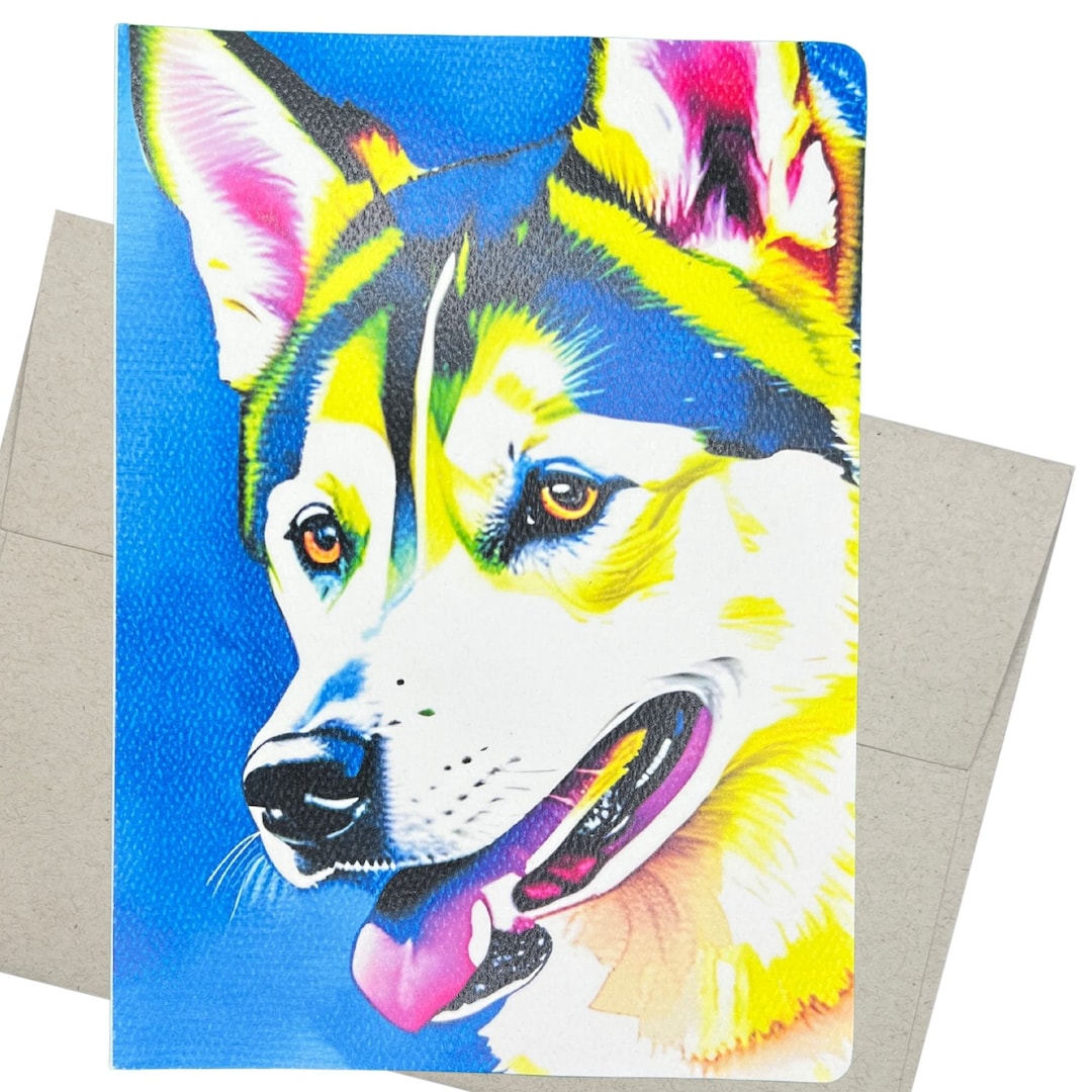 Artistic Siberian Husky Greeting Card With Envelope (5X7 Inches and ...