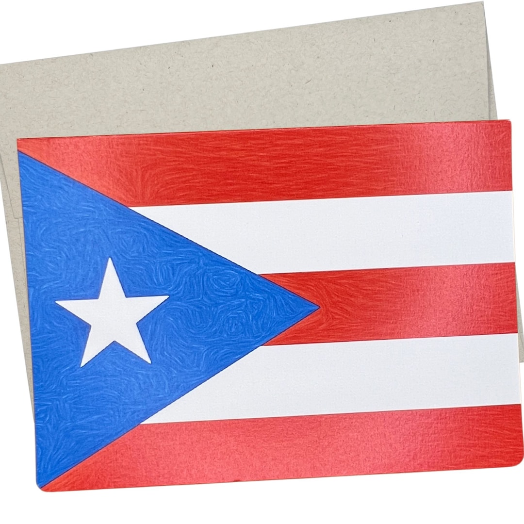 Puerto Rican Flag Card (7X5 Inches and Blank Inside) Cute All Occasion ...