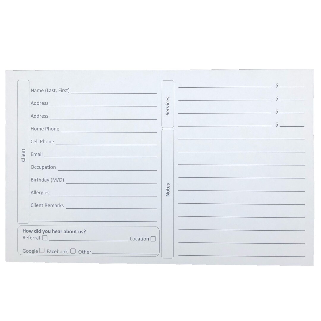Gray Stylist Customer Record Cards (100 per Pack, 5X8 Inch) for ...