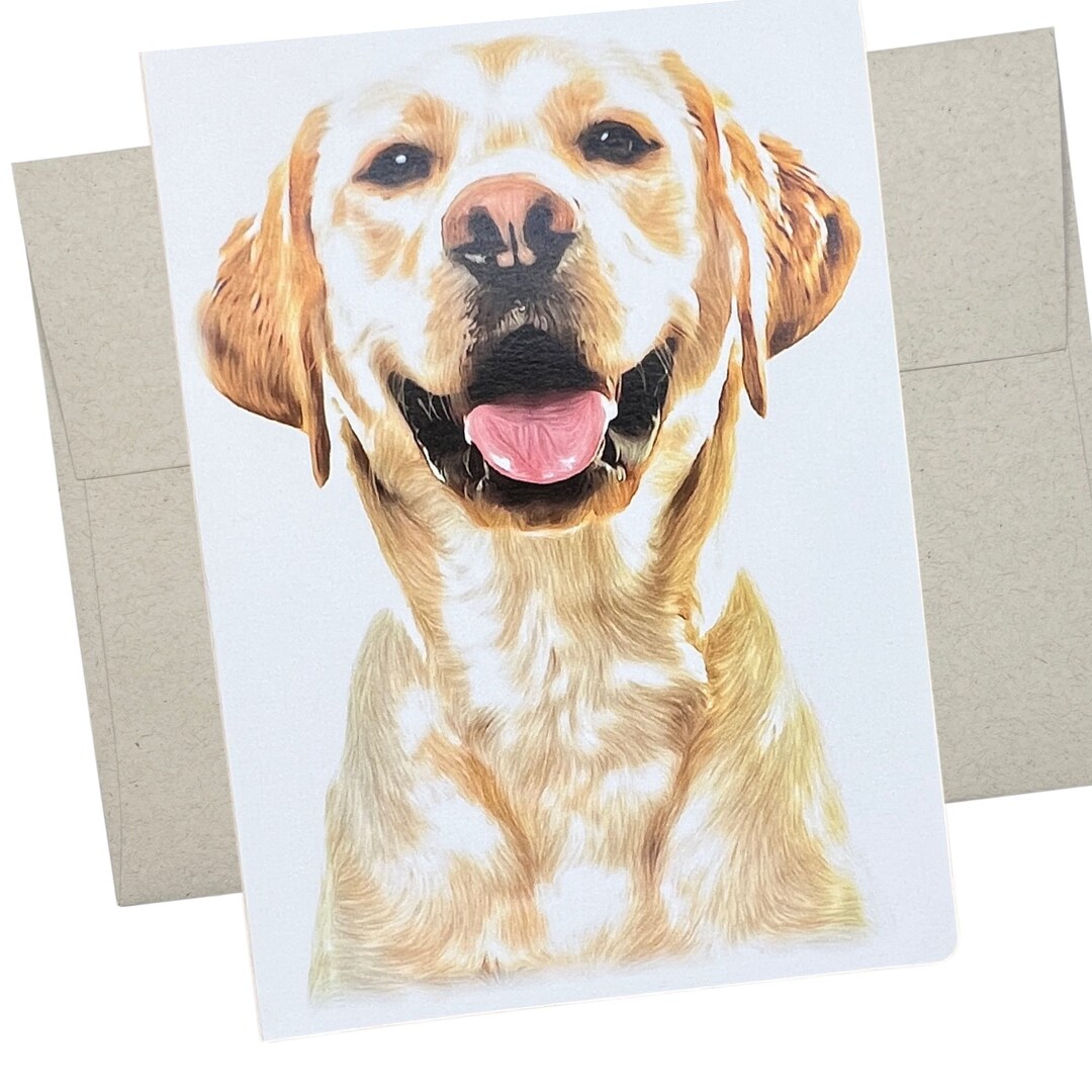 Labrador Retriever Card, Yellow Lab Birthday Card (1 Folded Card, Blank ...