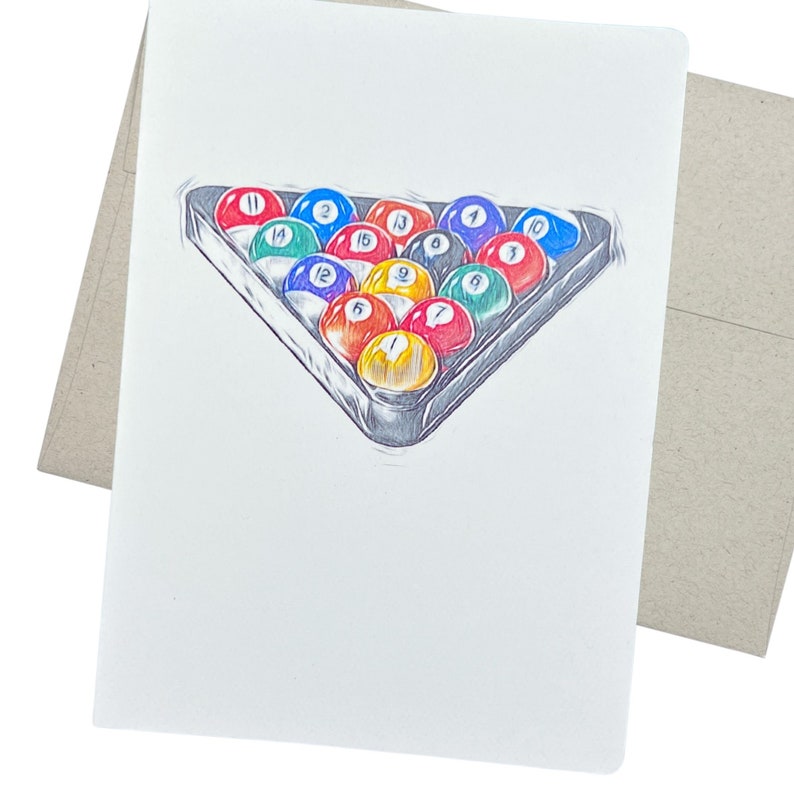 Billiards Greeting Card With Envelope (5X7 Inches and Blank Inside ...