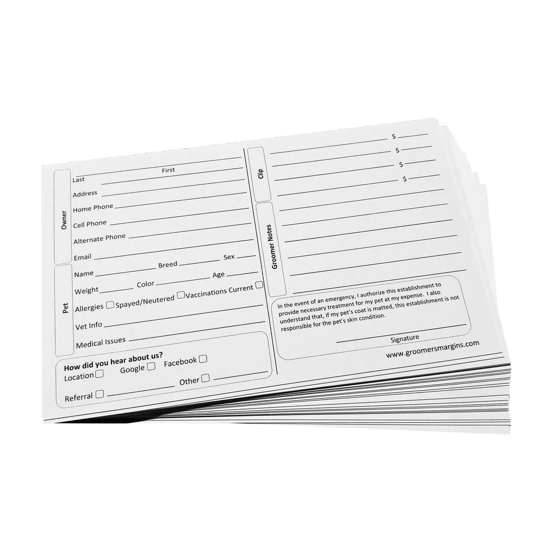 White Dog Grooming Cards (100 Pack 8 X 5 Inch) Groomer Client Profile ...