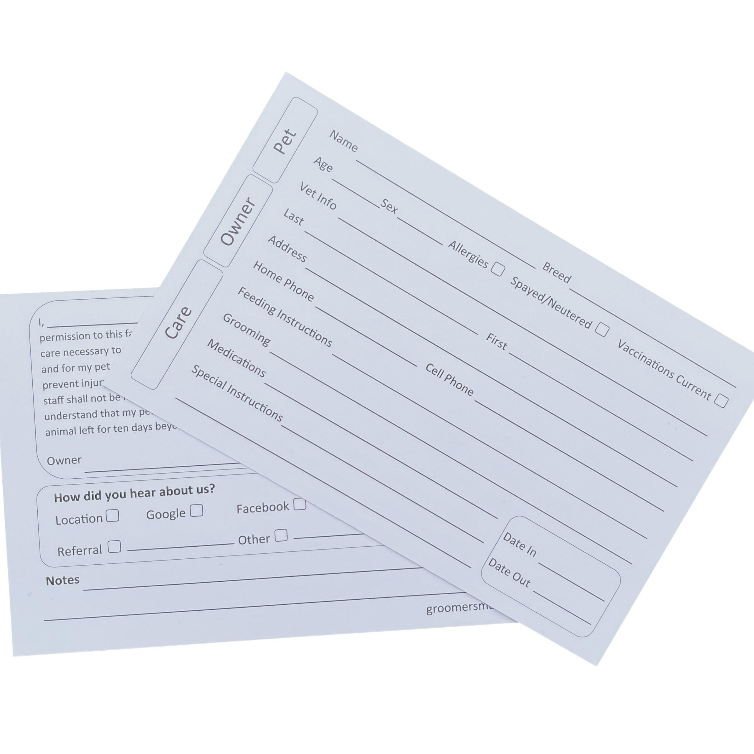 5X8 Inch Kennel Cards (100 Pack) Dog Cat Pet Boarding Profile Record ...
