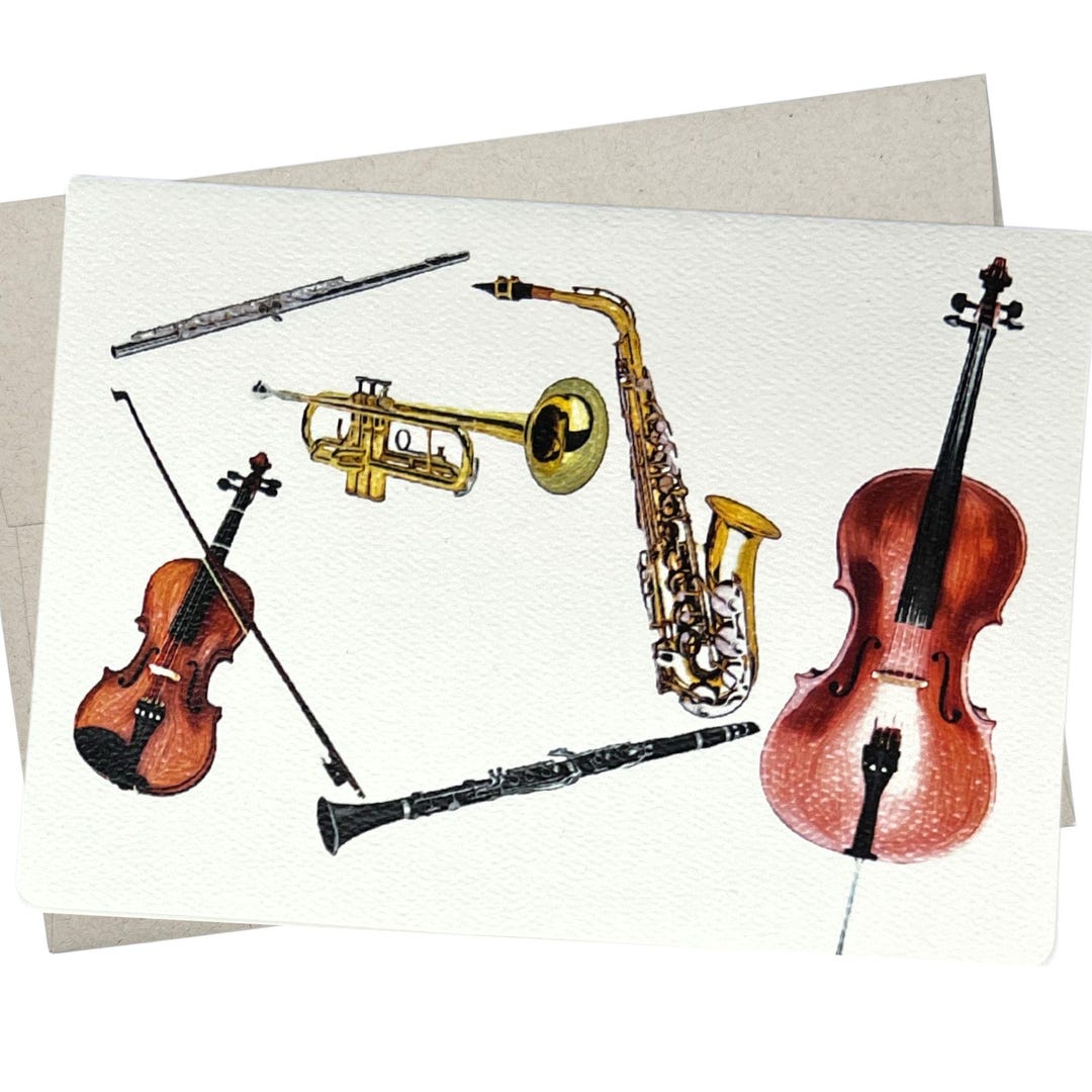 Musical Instrument Card (7X5 Inch, Blank Inside) Music Teacher ...