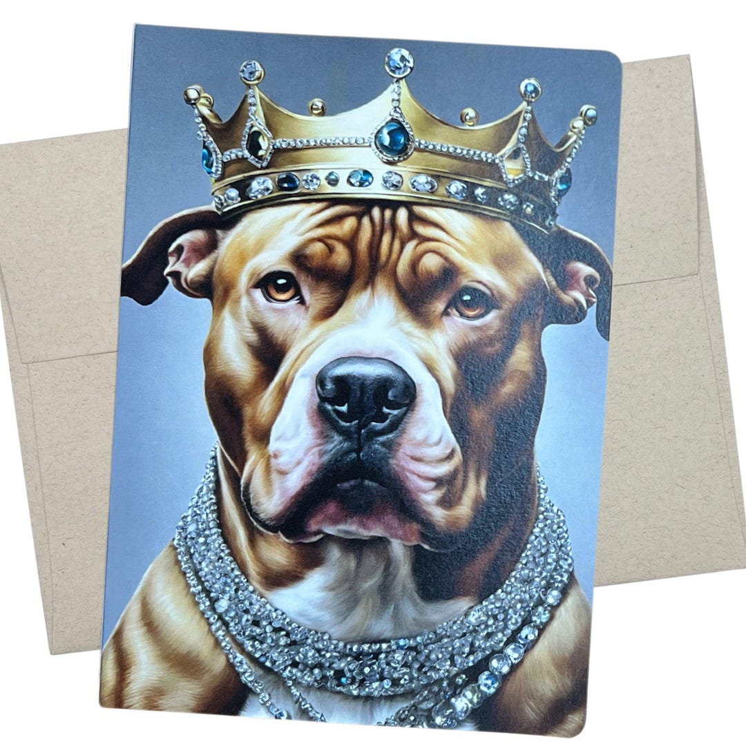 King Pitbull Card (1 Premium Card, 5X7 Inch) Dog Card Blank for Every ...