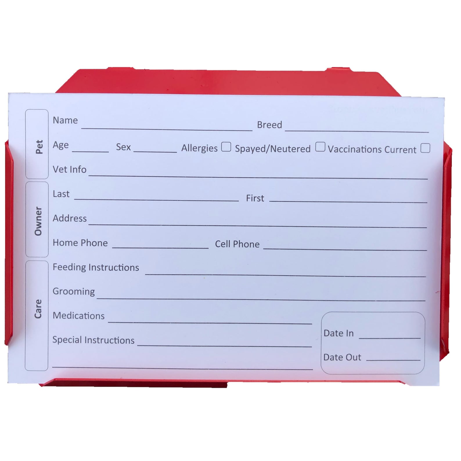 4X6 Inch Kennel Cards (100 Pack) Dog Cat Pet Boarding Profile Record ...