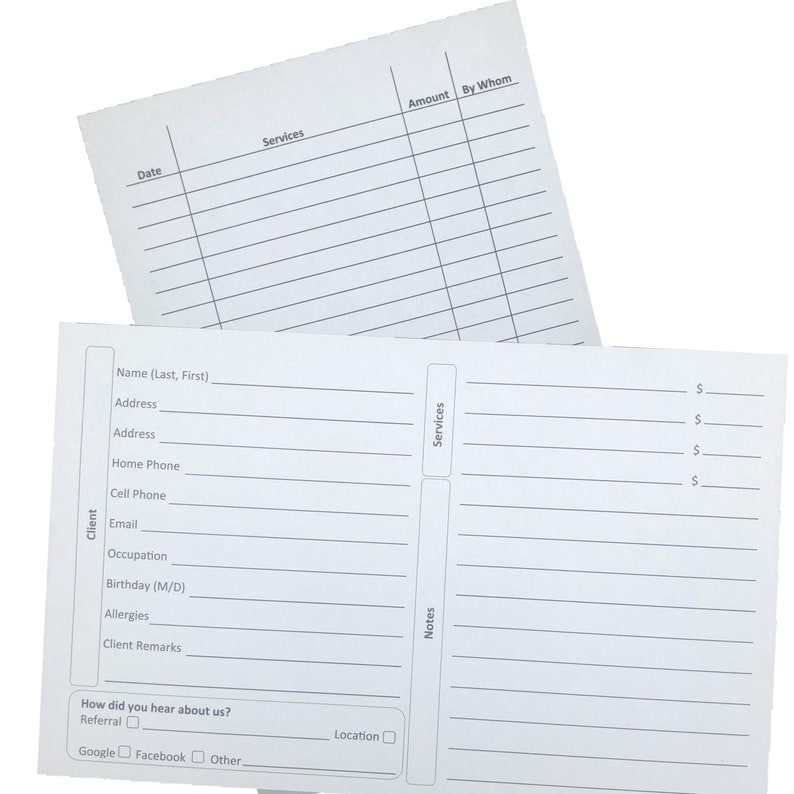 Stylist Customer Record Cards (100 per Pack in Pink, Yellow, and Gray ...