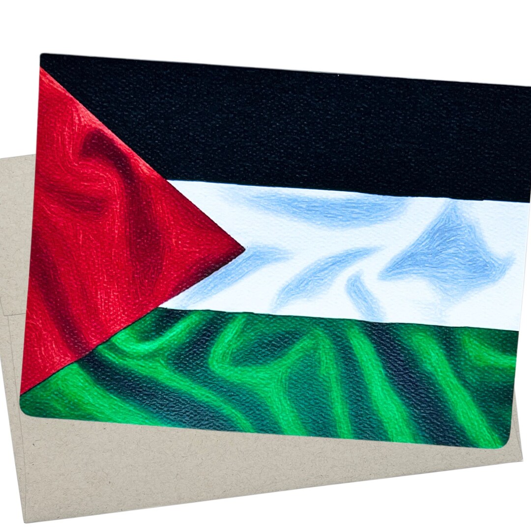 Palestine Flag Card, Palestinian Flag Notecard (1 Premium Card, 5X7 ...