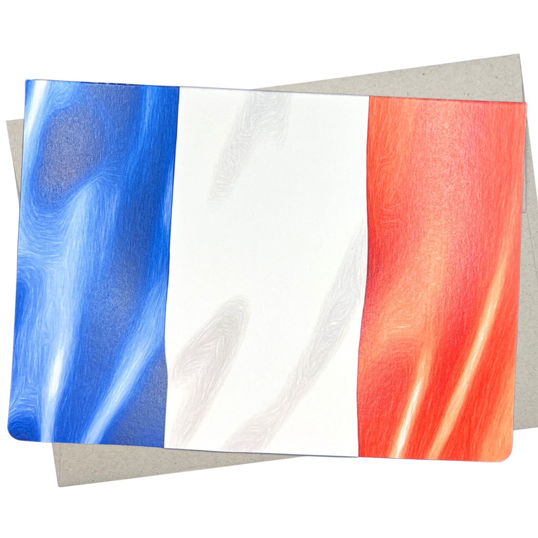 France Flag Card, French Flag Notecard (1 Premium Card, 5X7 Inches) for ...