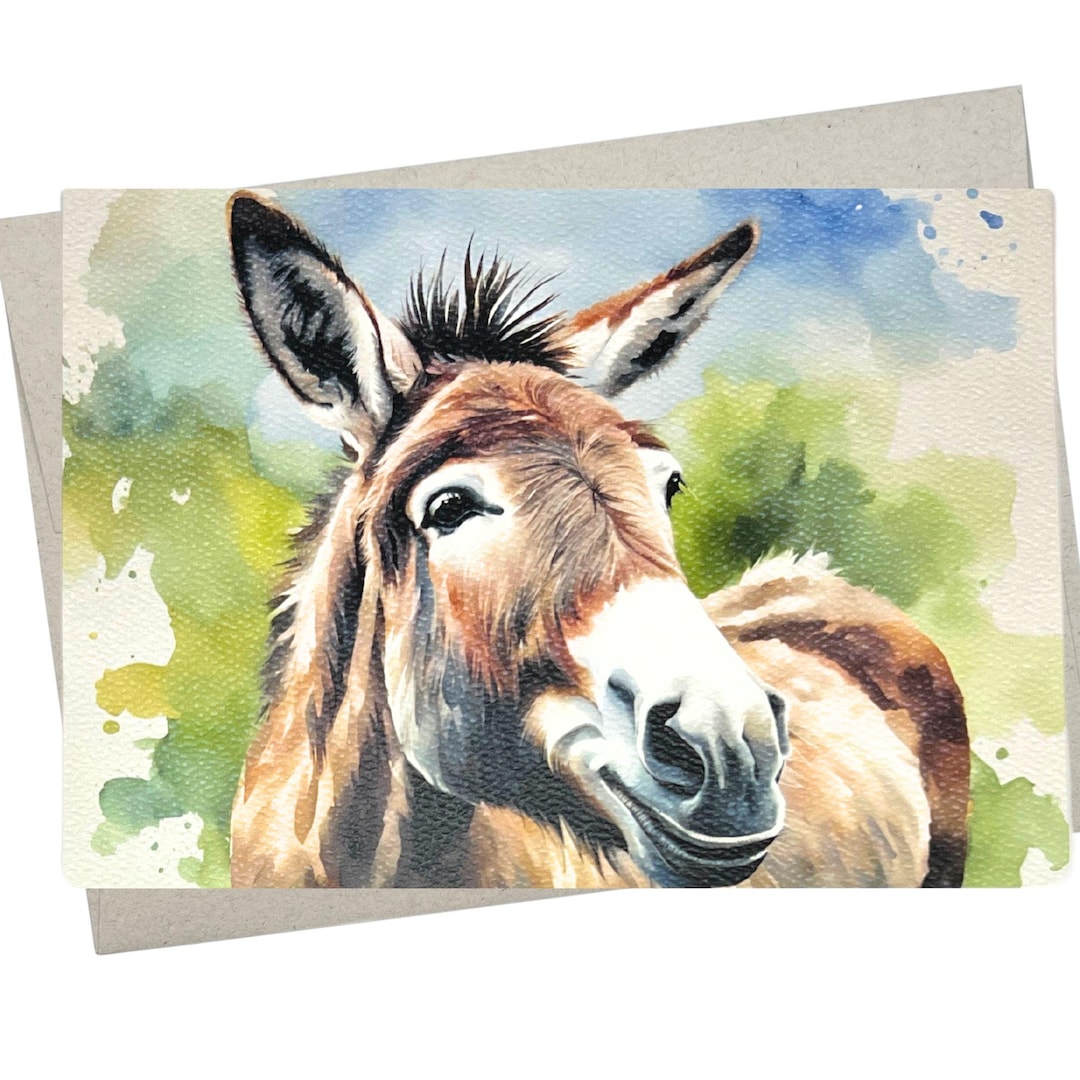 Happy Donkey Card, Donkey Birthday Card (1 Premium Card, 5X7 Inch ...