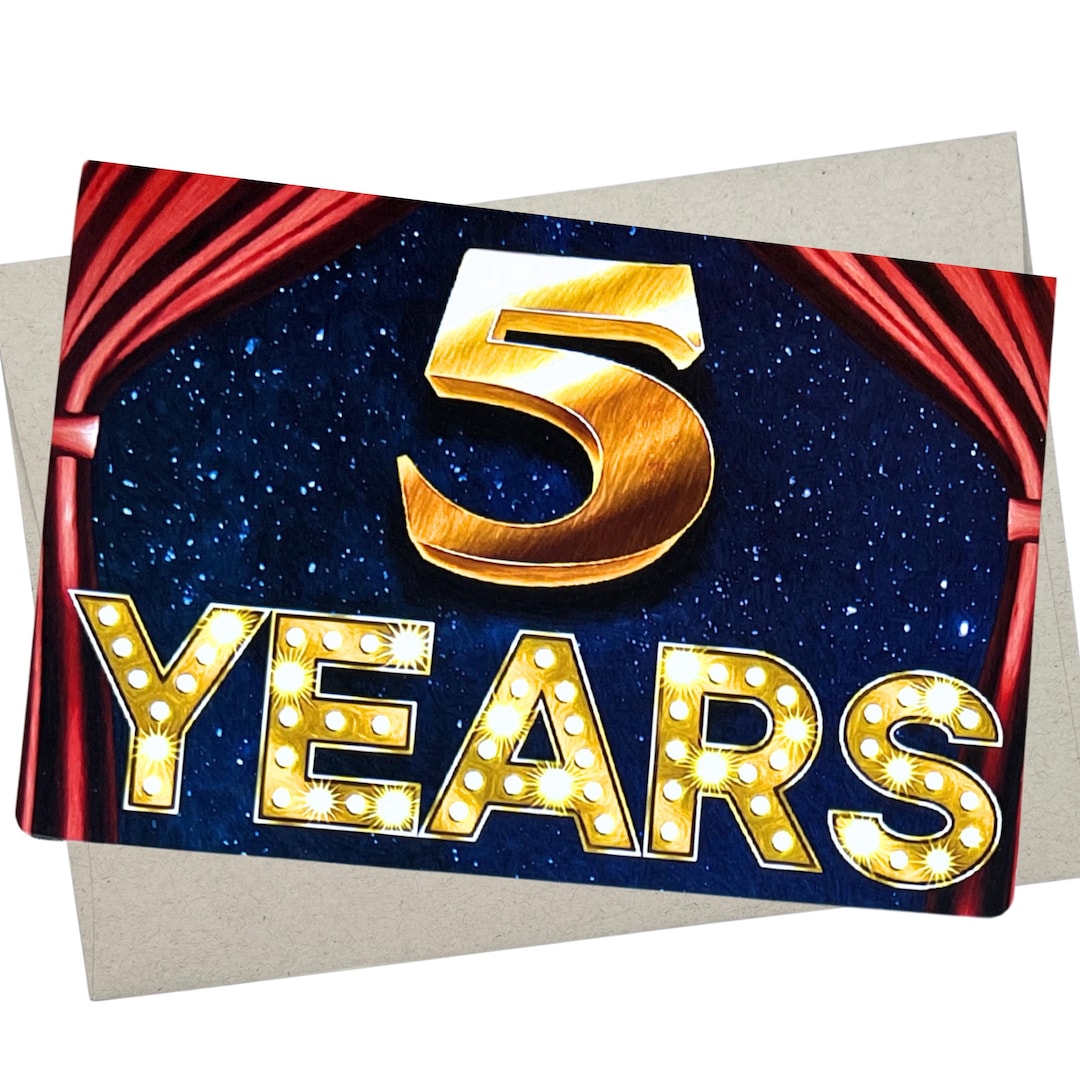 5 Year Work Anniversary Card (1 Premium Card, 7X5 Inch, Blank Inside ...