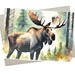 Moose Birthday Card (1 Card, 5X7 Inch) Moose Woodland Animal Note Card ...