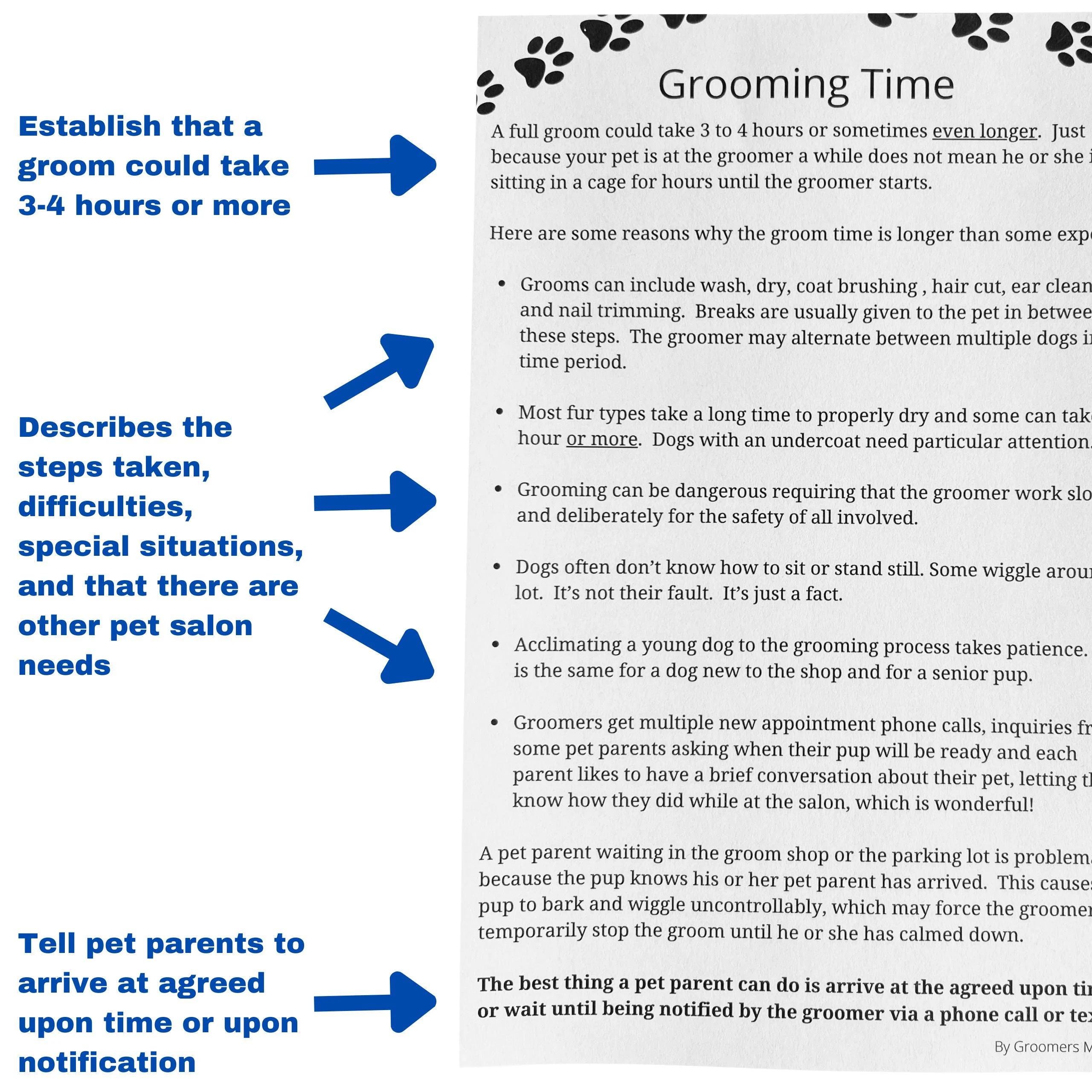 Grooming Time Pad (100 Sheets, 5.5" X 8.5") Describes Why a Dog Groom ...