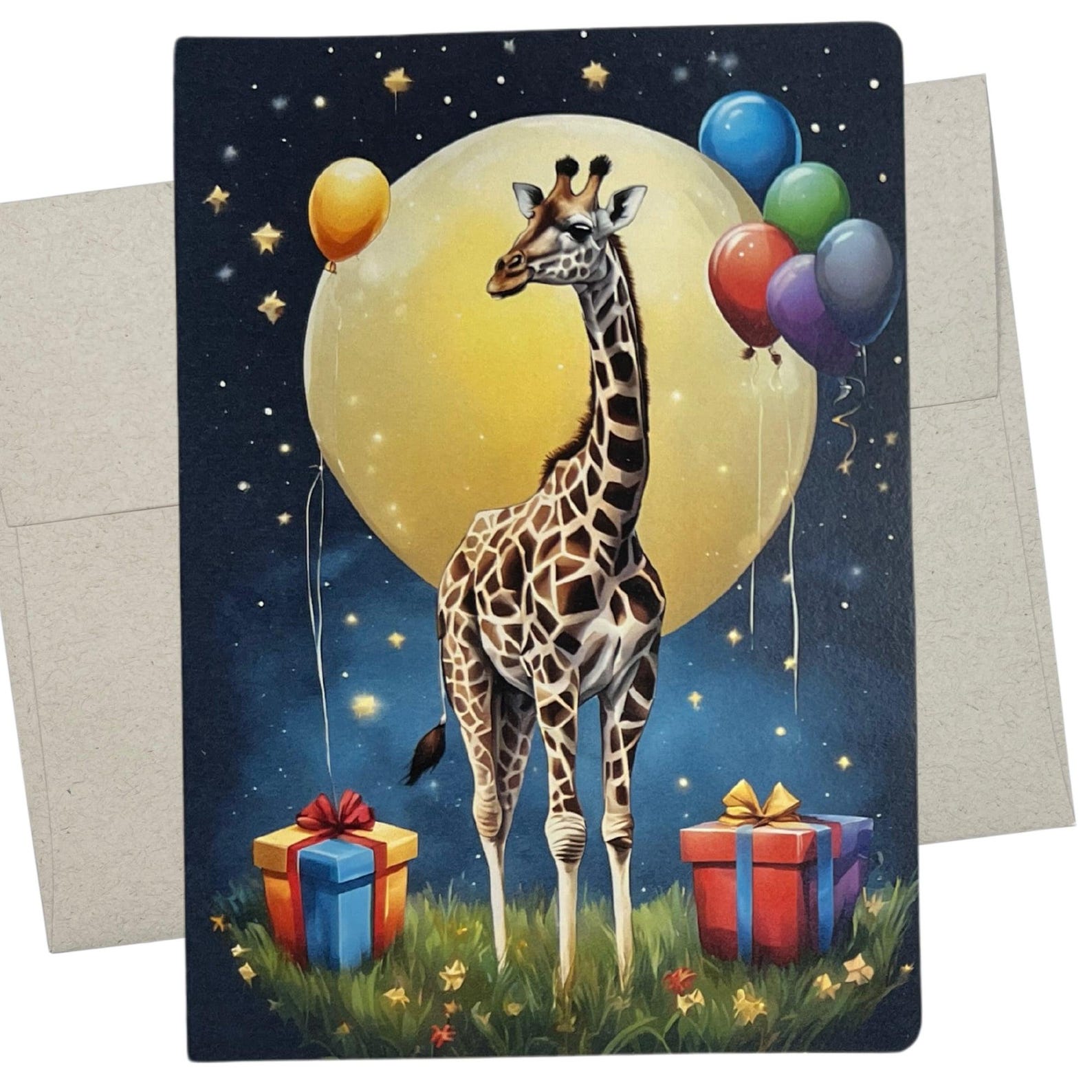 Giraffe Birthday Card 5X7 Inch and Blank Inside Also Graduation Note ...