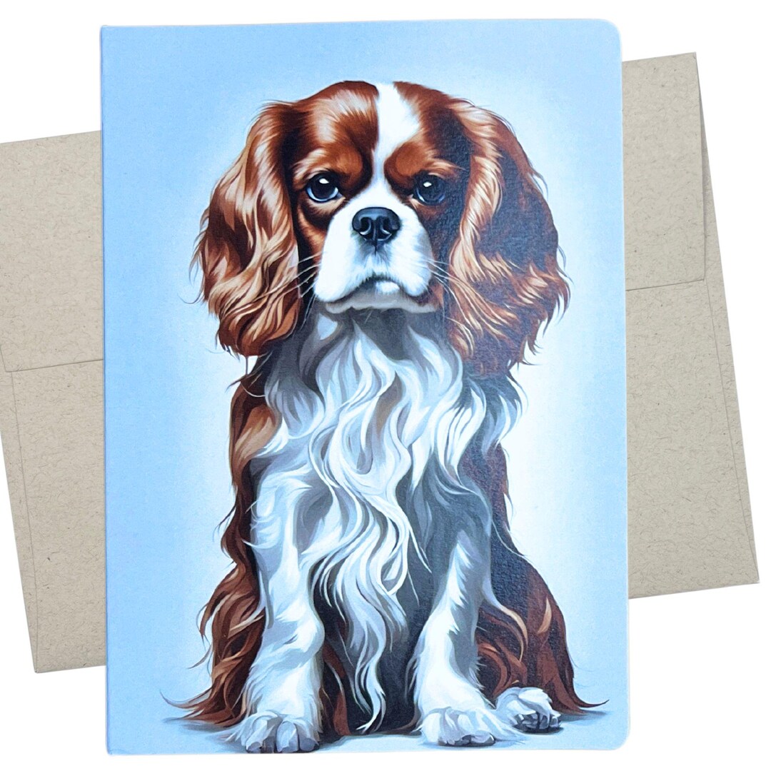 Cavalier King Charles Spaniel Card (1 Premium Card, 5X7 Inch) Dog Card ...
