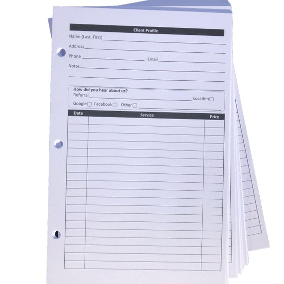 Small Business Client Profile Binder Cards 100 Pack 5.5 X - Etsy