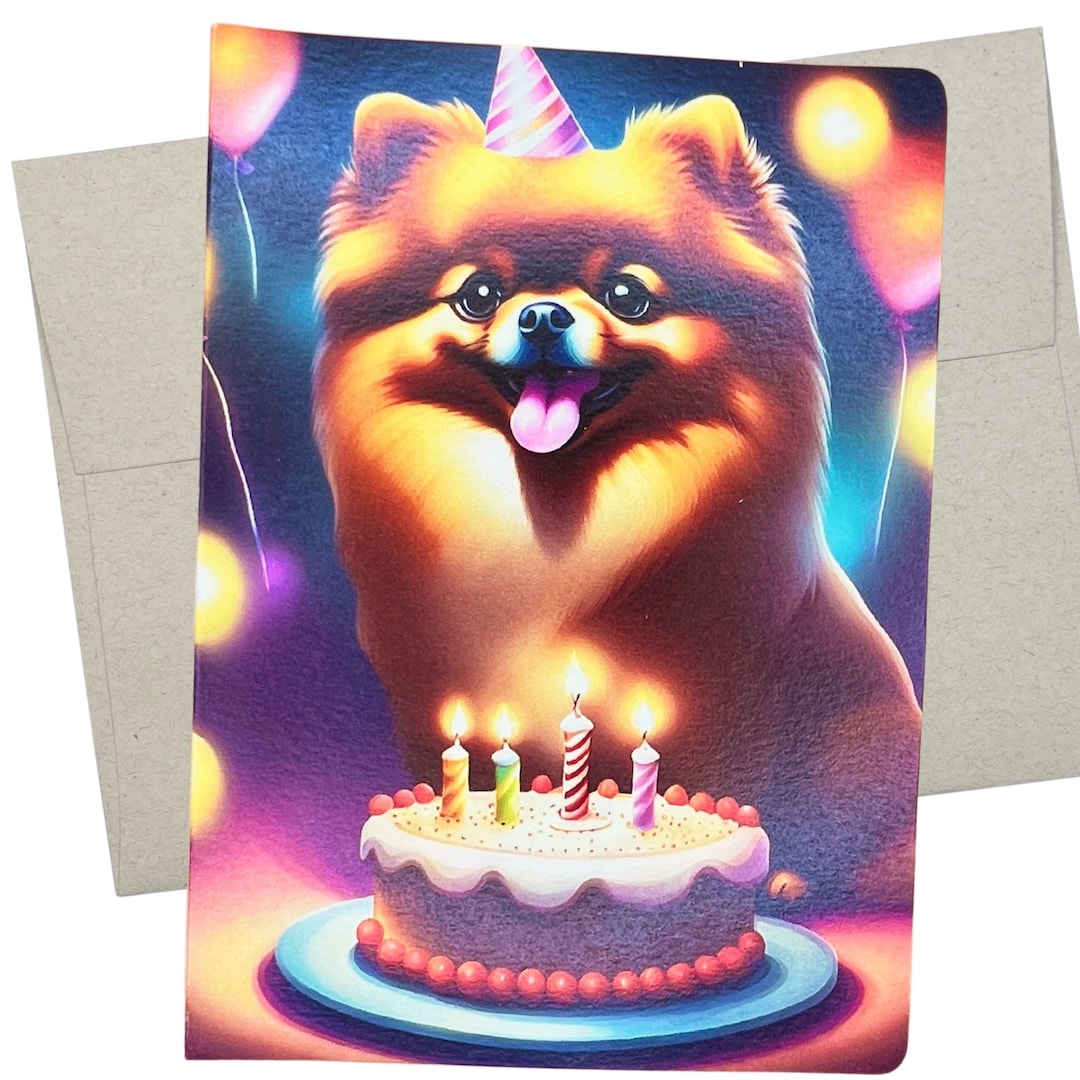 Pomeranian Birthday Card, Happy Birthday Dog Card (1 Premium Quality ...