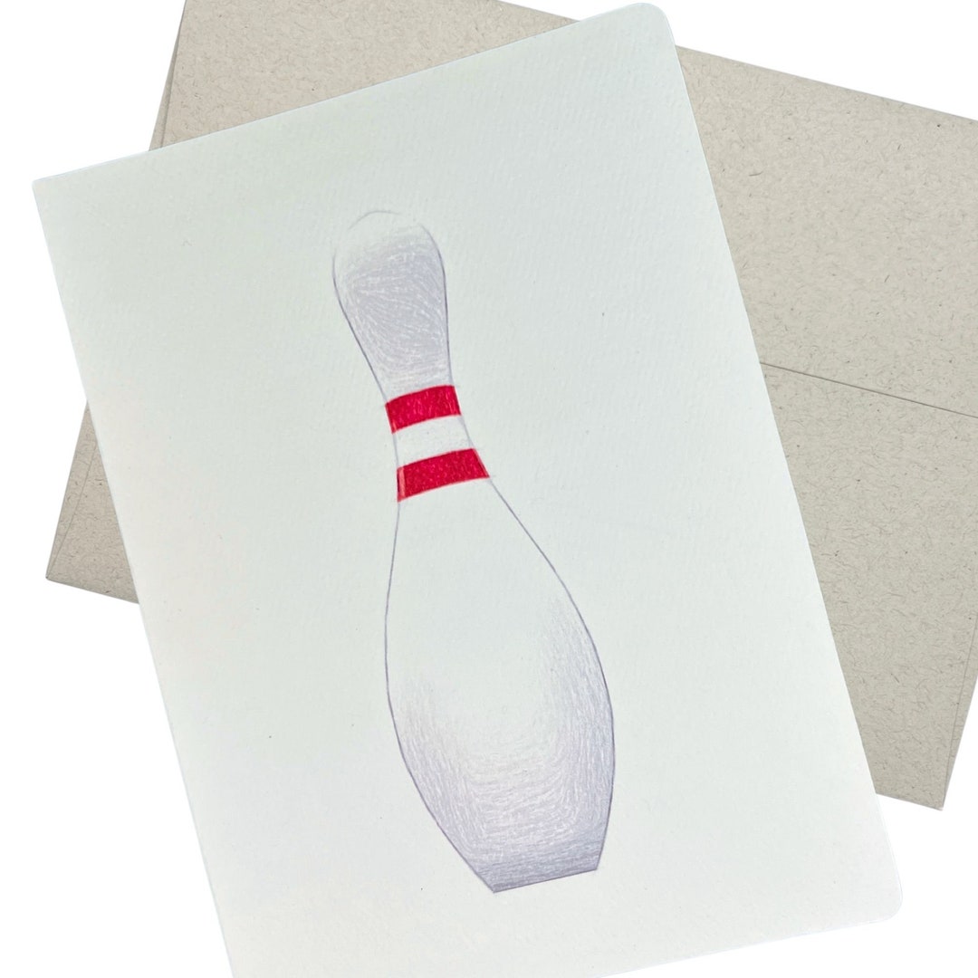 Bowling Pin Greeting Card, Blank Inside, Kraft Envelope - Etsy