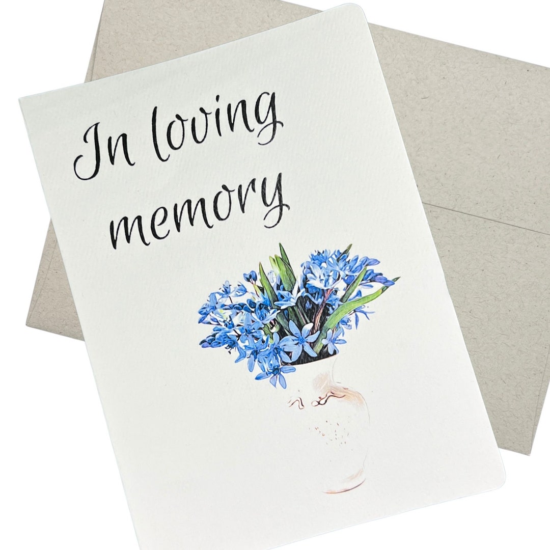 Sympathy Card, Blue Floral Bereavement Card With Envelope - Etsy
