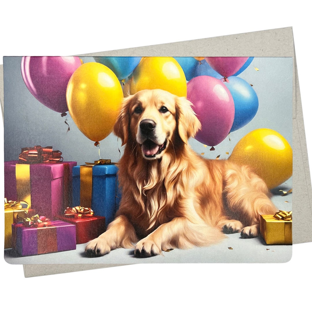 Golden Retriever Birthday Card, Golden Retriever Retirement Card (1 ...